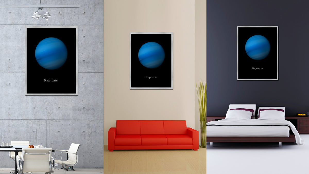 Neptune Planets of Solar System Art Canvas Print Silver Picture Frame ...